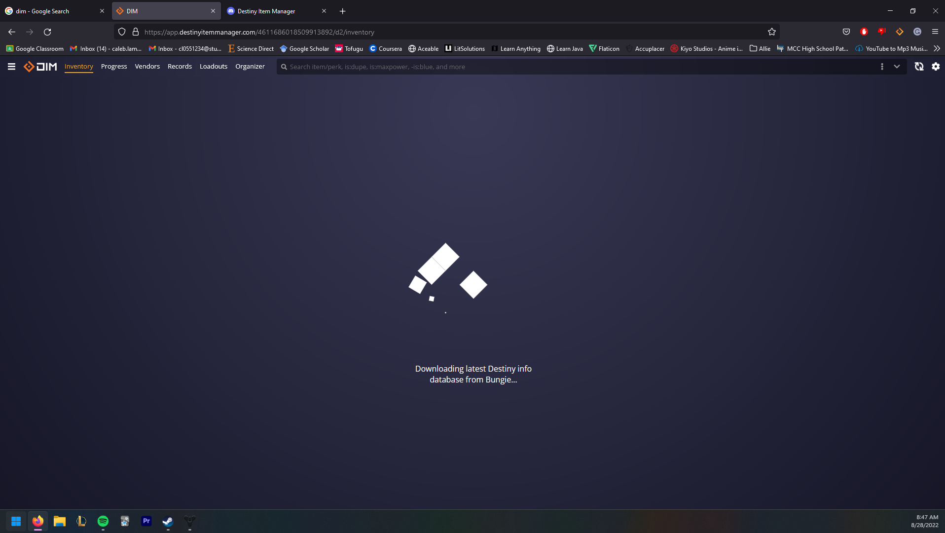 DIM continuously loading · Issue #8670 · DestinyItemManager/DIM · GitHub
