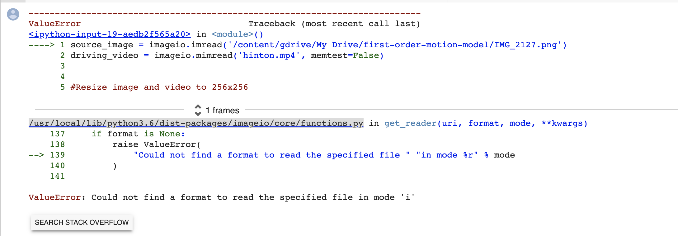 Error message when I try to read in my own image in Colab · Issue #179 · AliaksandrSiarohin ...
