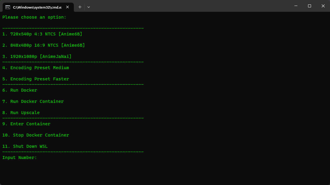Batch Script to Choose diffrent main.py, inference_config.py, Run Docker, Container, Upscale etc ...
