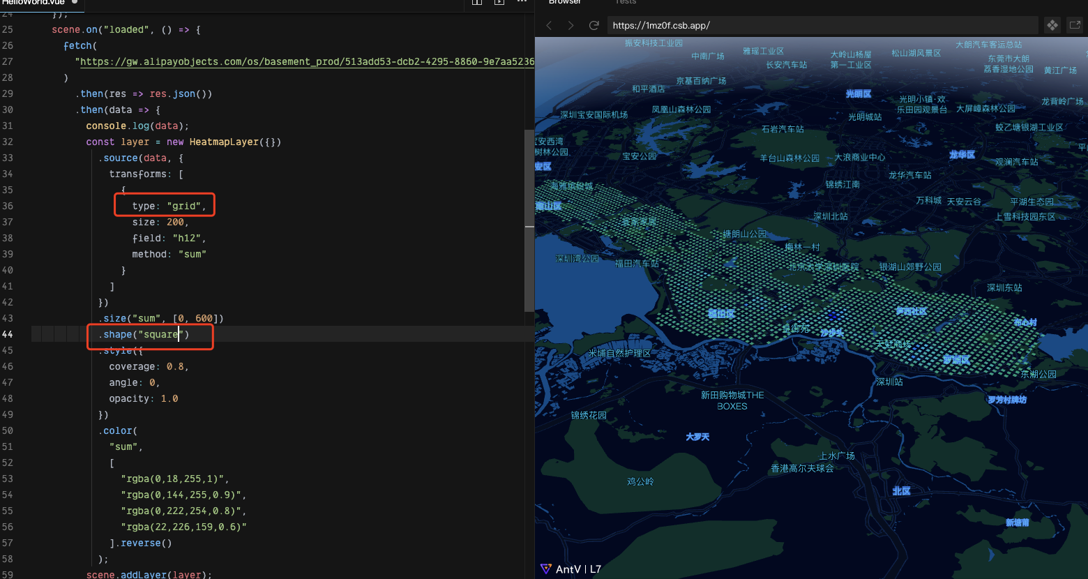 网格热力图将shape设置为3D属性时，不会绘制出layer · Issue #472 · antvis/L7 · GitHub