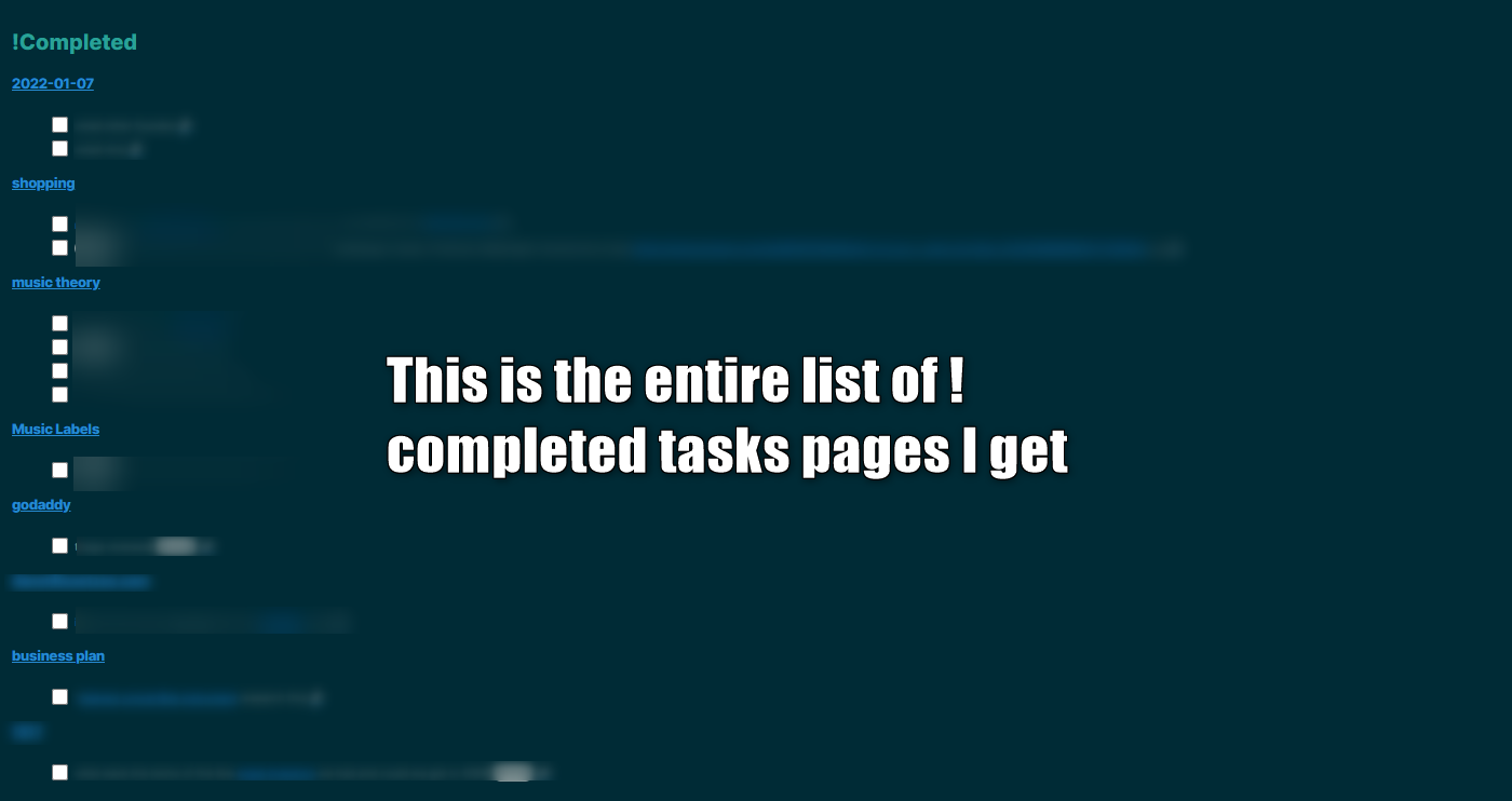 Task list incomplete when using where !complete filter, problem likely with list items · Issue ...