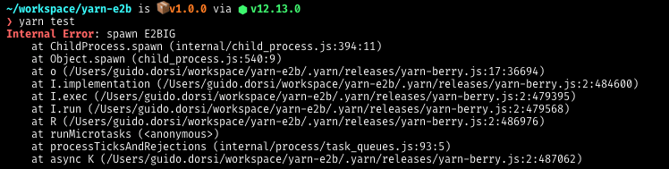 [Bug] Internal Error: spawn E2BIG when the glob pattern (**) is in a script definition · Issue ...