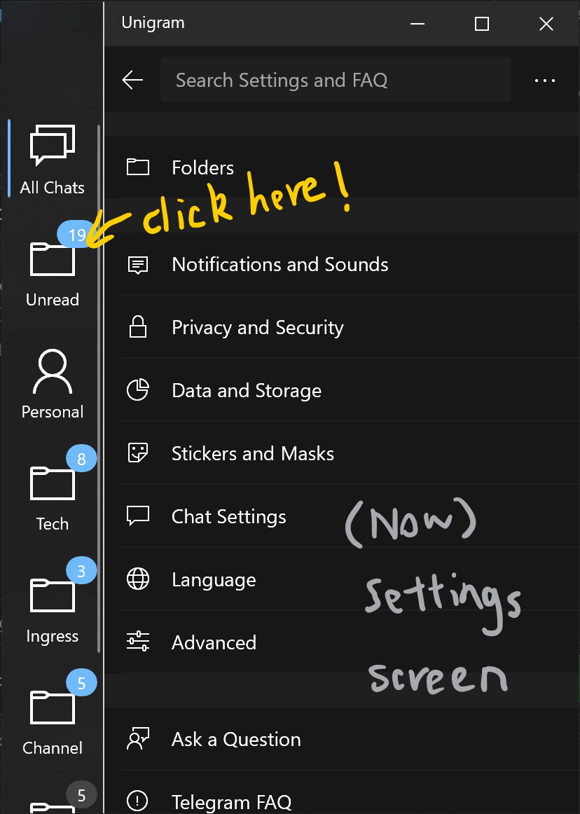 Folders (Sidebar) - Clicking on a folder tab should bring user back to chats screen · Issue ...