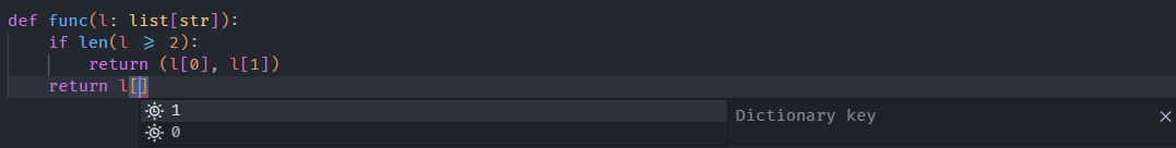 Wrong tooltip `Dictionary key` when indexing a list · Issue #4689 · microsoft/pylance-release ...