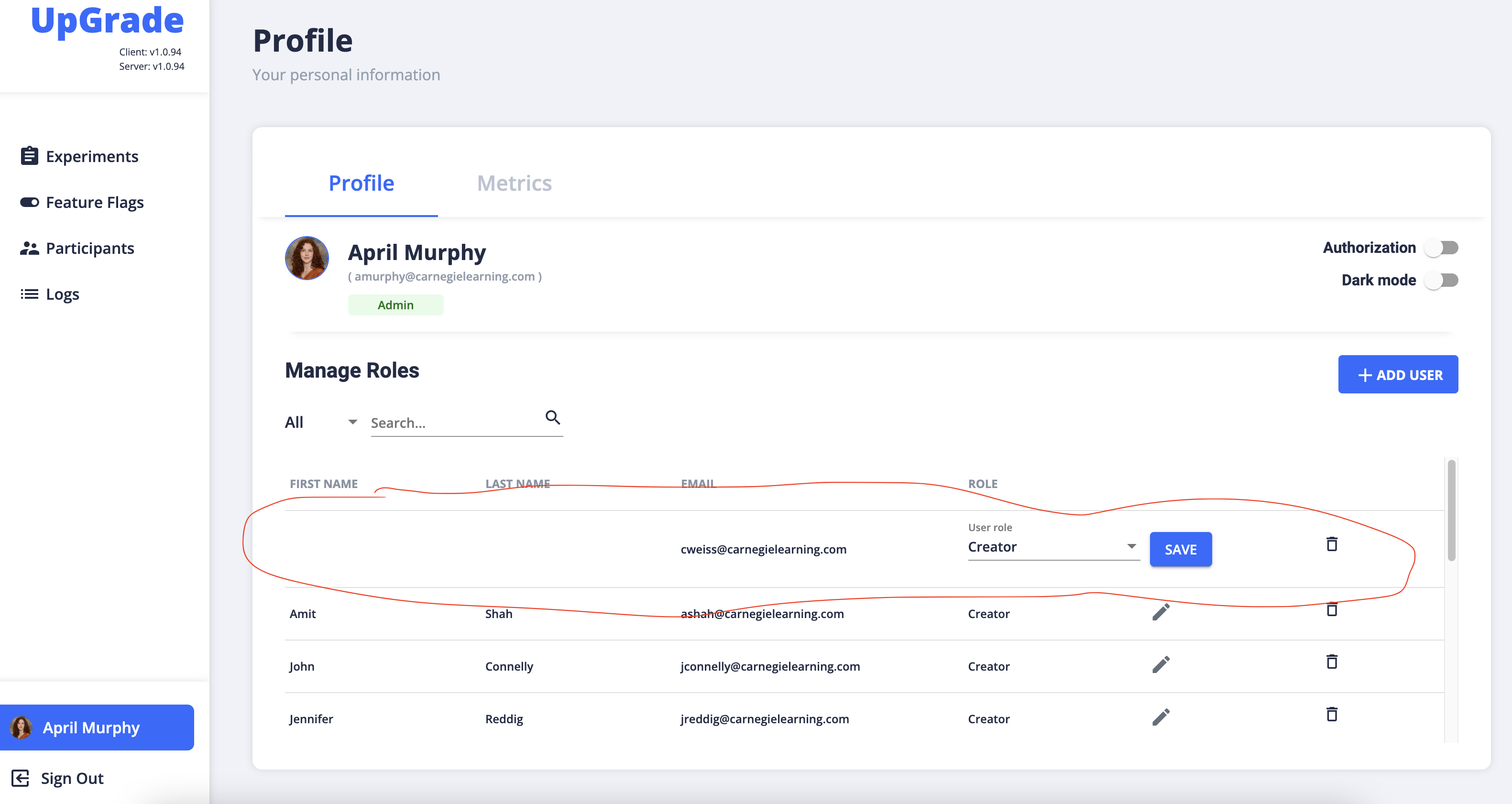 Manage Roles: Can't add First Name/Last Name · Issue #333 · CarnegieLearningWeb/UpGrade · GitHub
