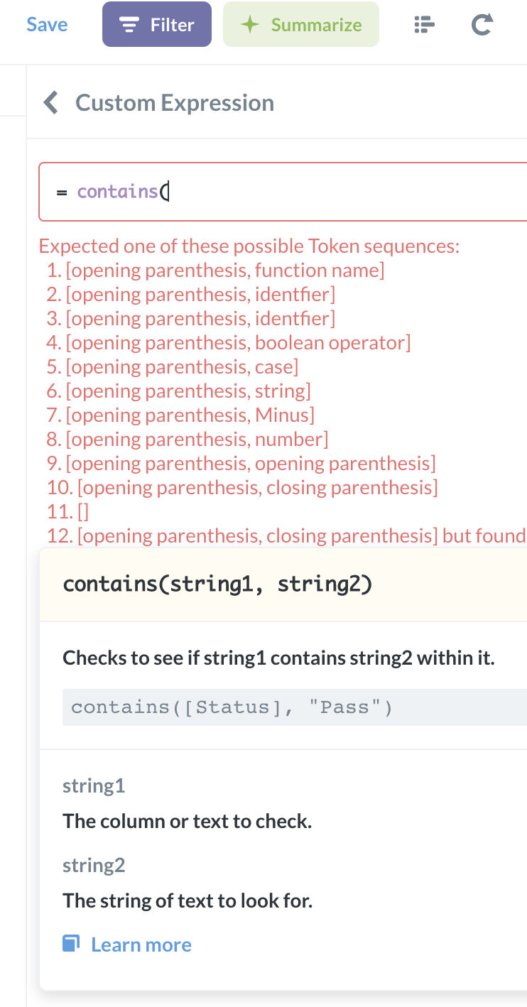 Filter by -> Custom Expression Function Popup Broken and Noisy Error ...