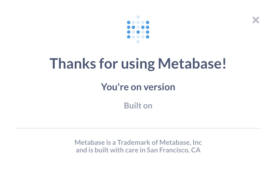 Version info and hash missing in 'About Metabase' in master · Issue ...