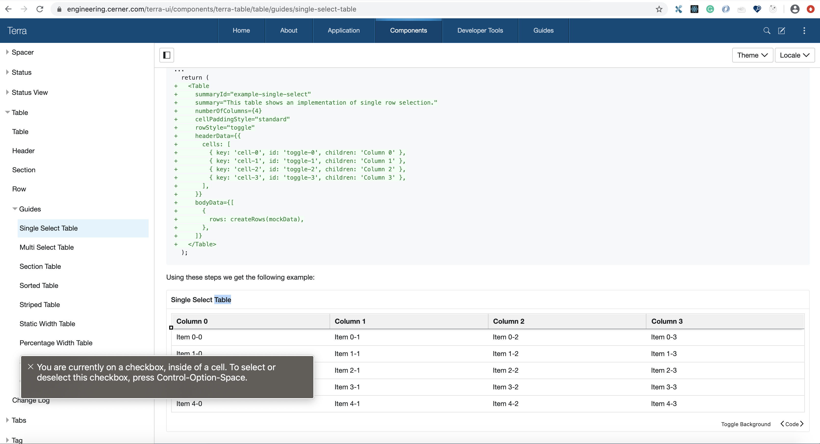 [terra-table] Single selectable table header row screen reader accessibility issue · Issue #2967 ...