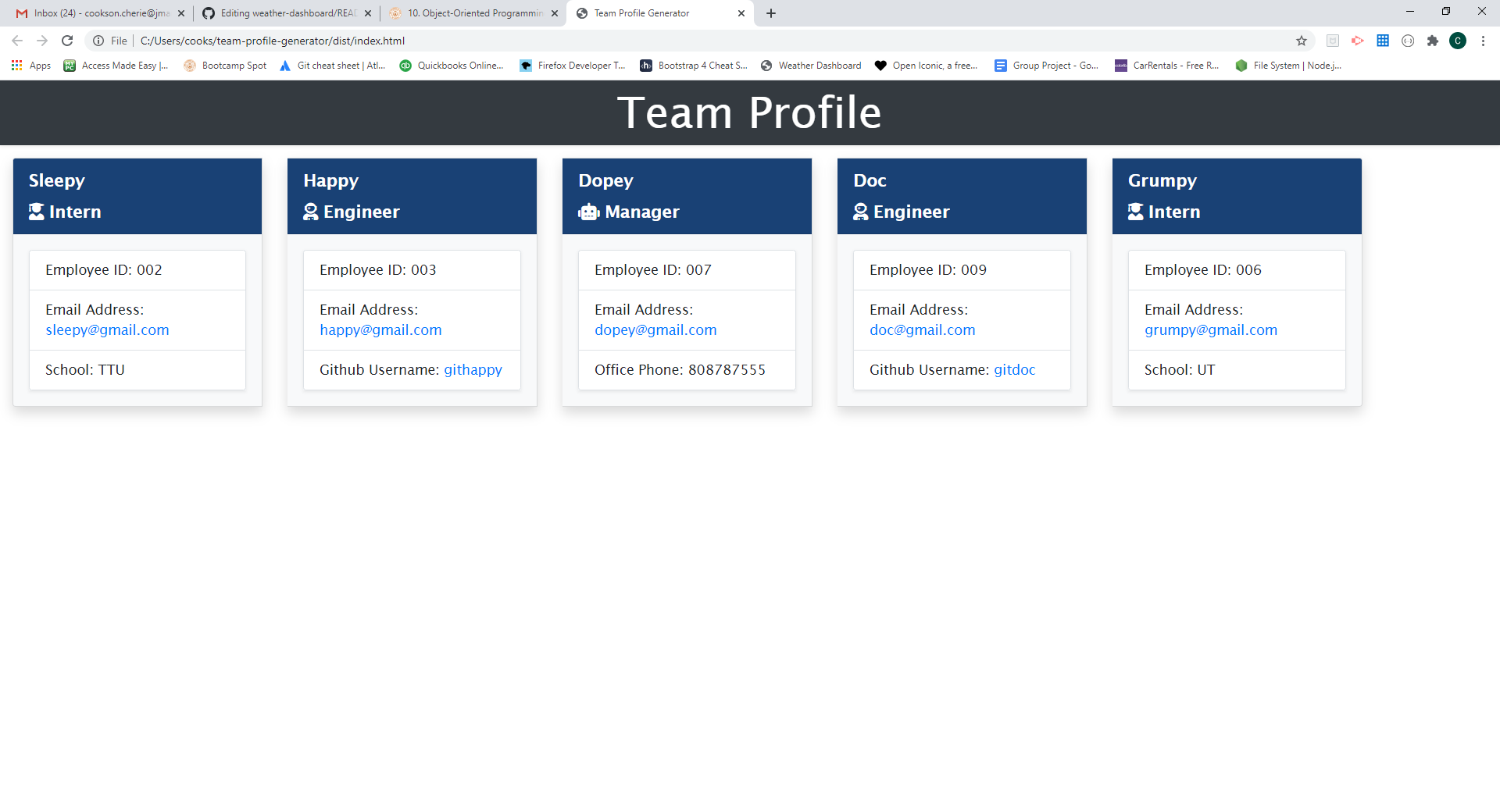 GitHub - cheriecookson/Team_Profile_Generator: The Team Profile Generator is a back end ...