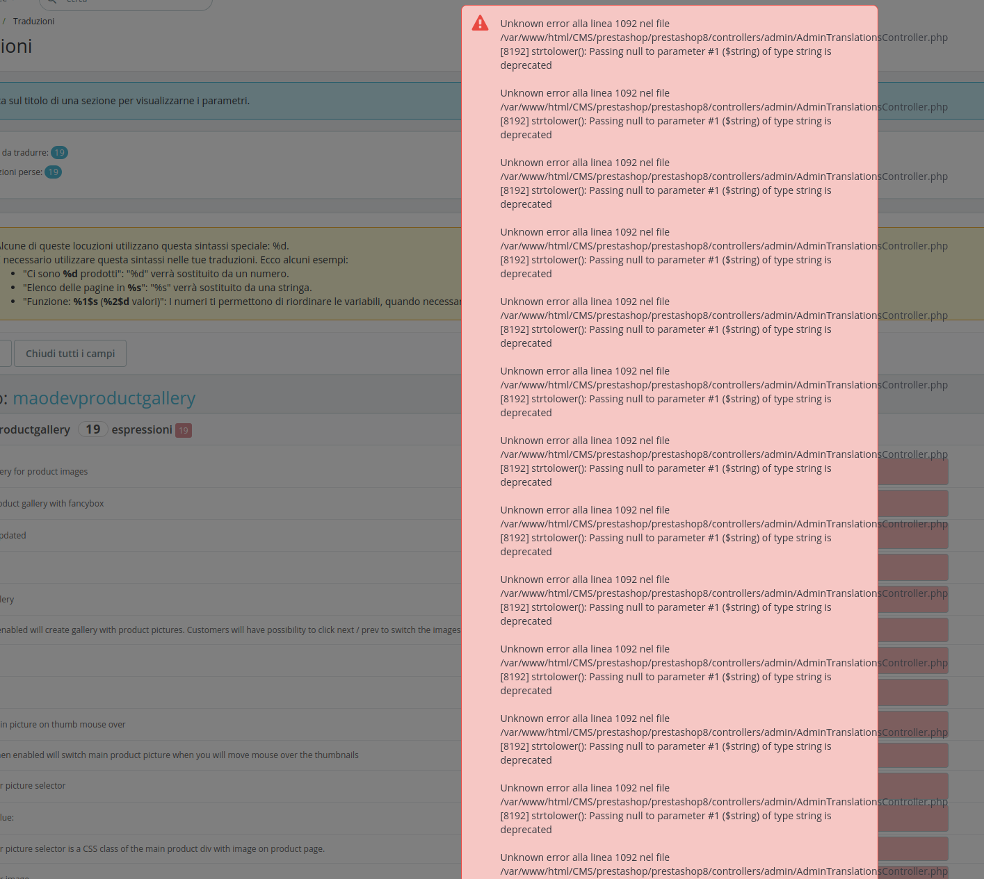 Error In The Translation Pages For Extra Modules With Php 81 And 5702
