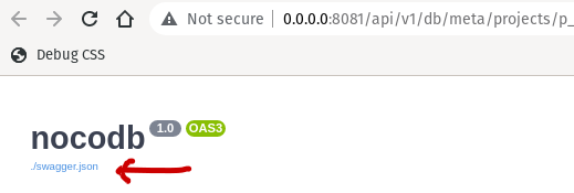🐛 Bug: can't find swagger.json anymore · Issue #5474 · nocodb/nocodb · GitHub