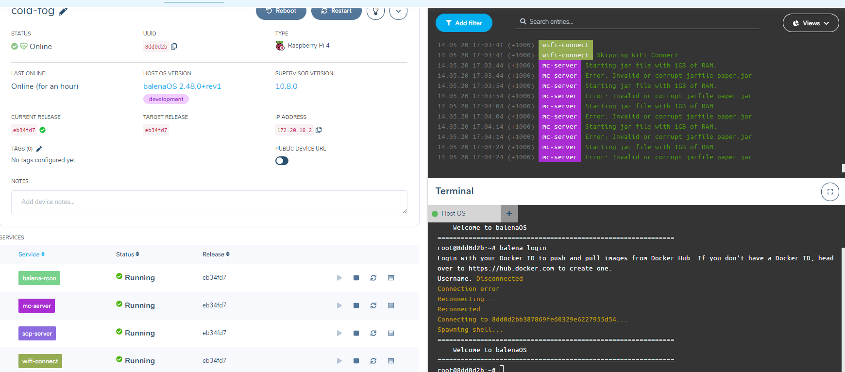 Can't resolve hostname · Issue #25 · AlexProgrammerDE/balena-minecraft-server · GitHub