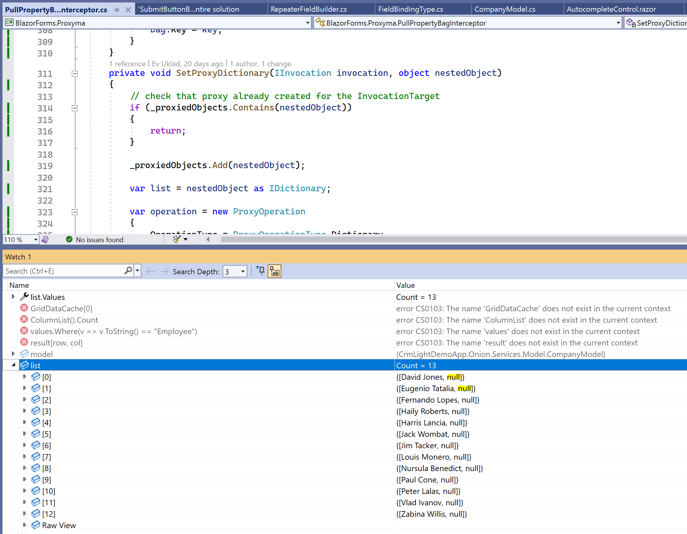 Proxyma doesn't support Dictionary · Issue #15 · ProCodersPtyLtd/BlazorForms · GitHub