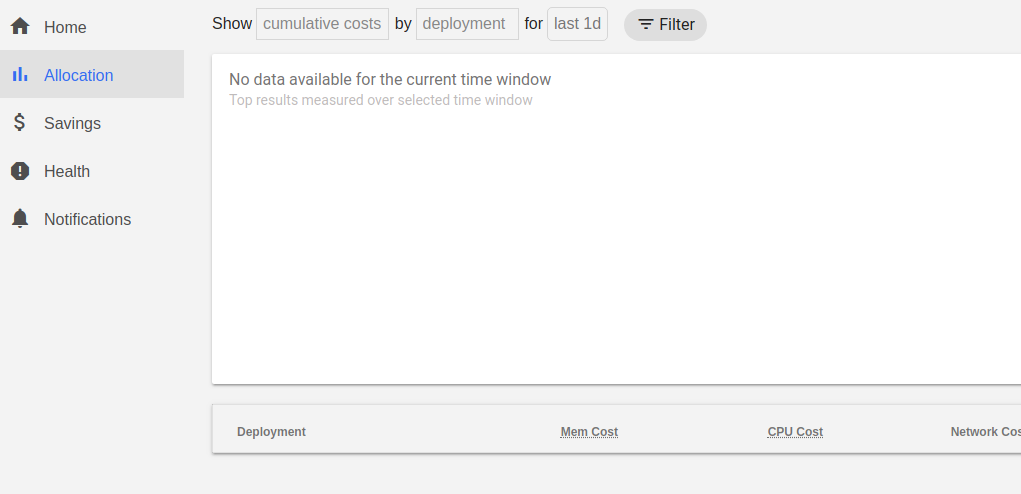 No Data in Allocation · Issue #239 · opencost/opencost · GitHub