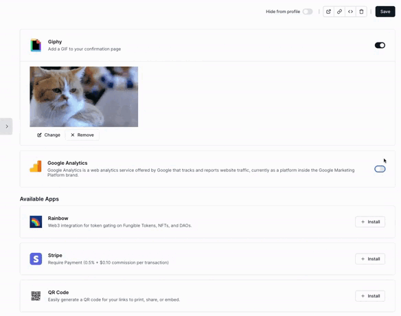 In the App page in an Event - the Google Analytics toggle generates an ...