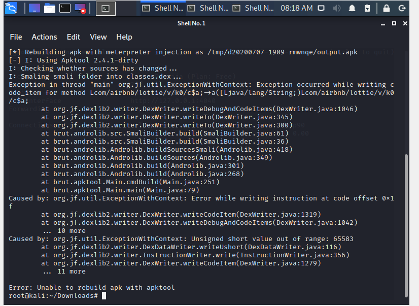 unable to rebuild apk with apktool · Issue #13818 · rapid7/metasploit-framework · GitHub
