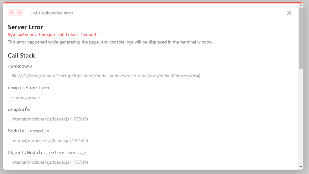 SyntaxError Unexpected Token export When Using SingleDatePicker