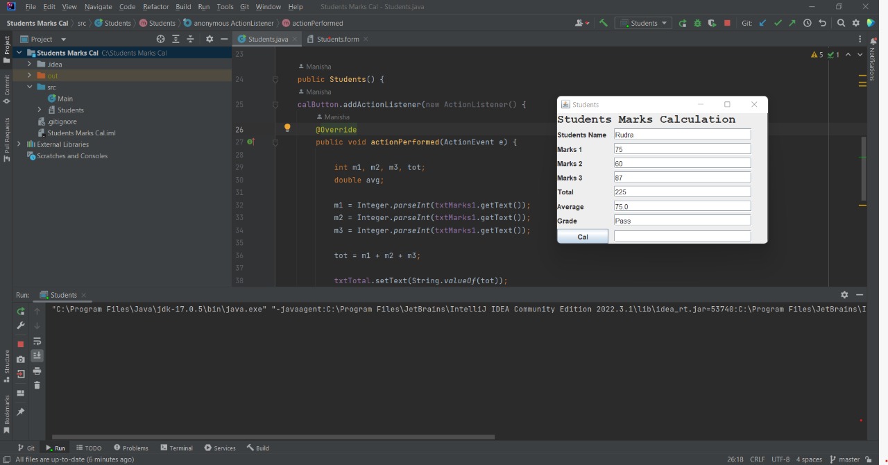 GitHub - Manishab20/Students-Marks-Calculation: Basic Application which ...