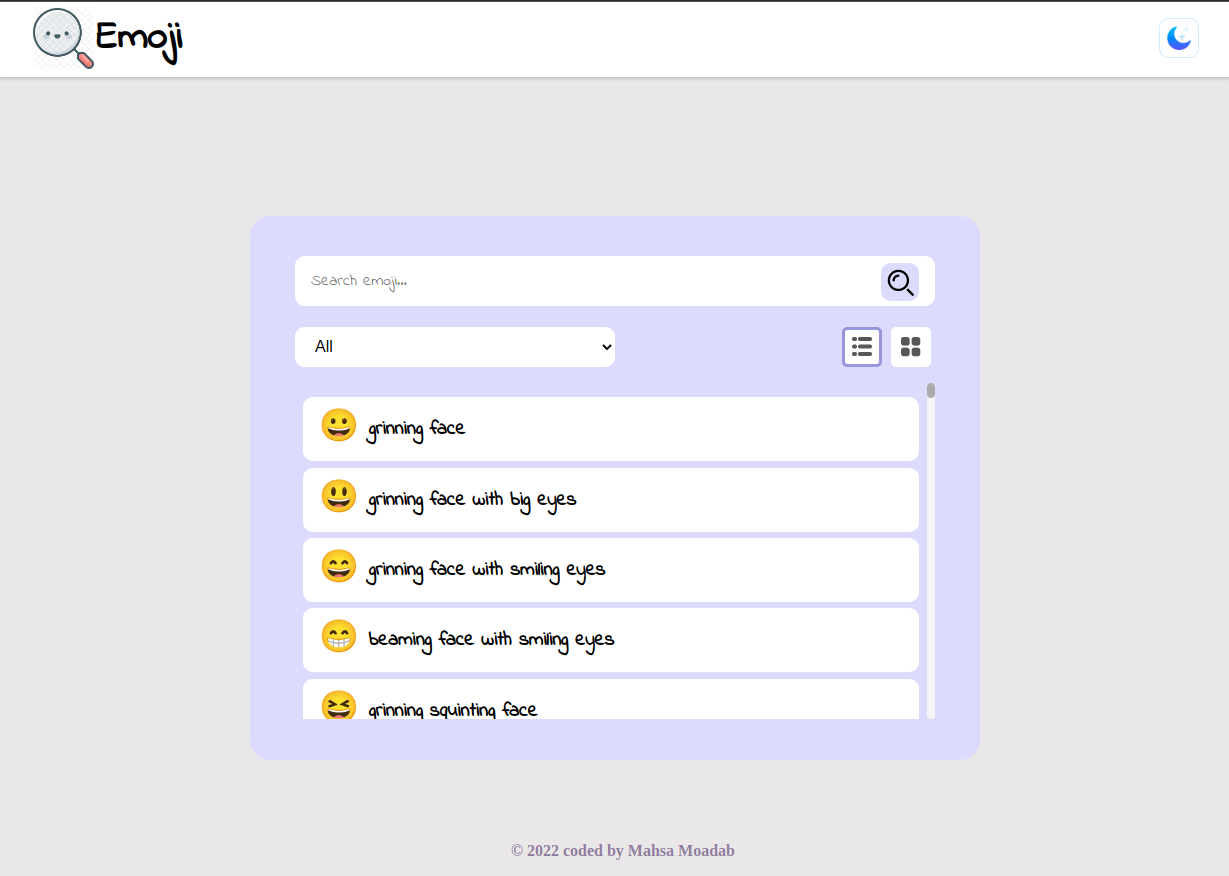 GitHub - MahsaMoadab/Emoji-Search: simple emoji search with react js