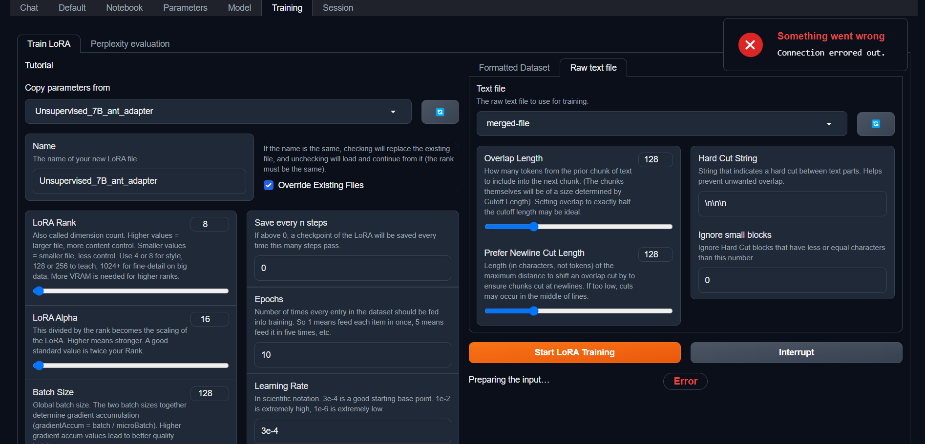 Connection errors out, when raw data text file becomes too big · Issue ...