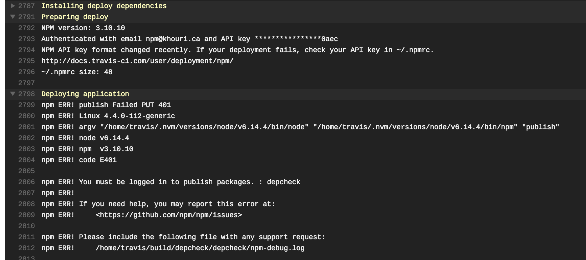 Deploy Failed Invalid Npm Token · Issue 275 · Depcheckdepcheck · Github 