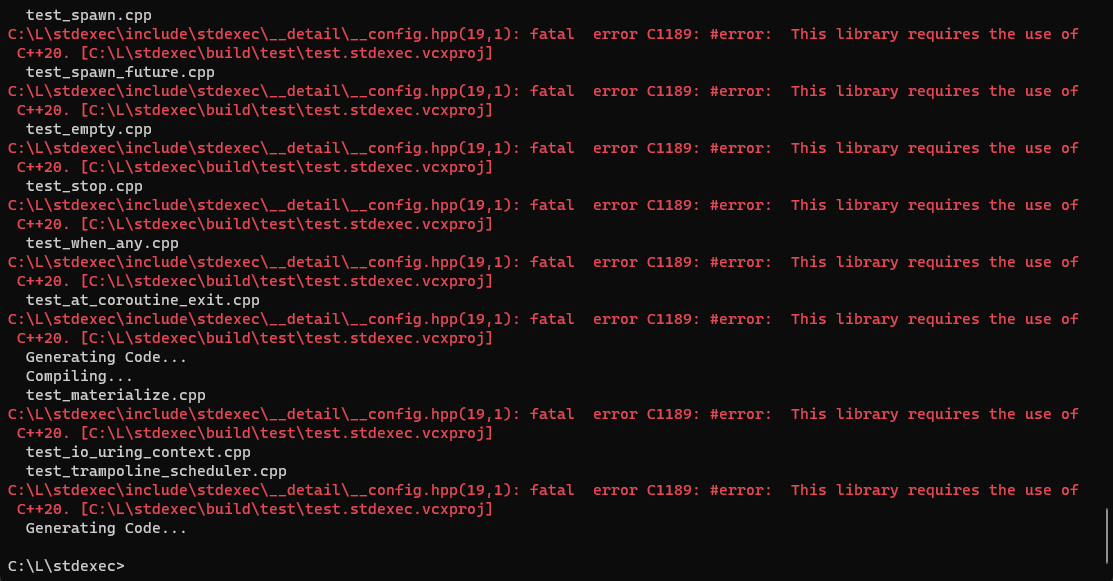 Stdexecsyncwait Several Files Are Not Getting Built And Couldnt Run 