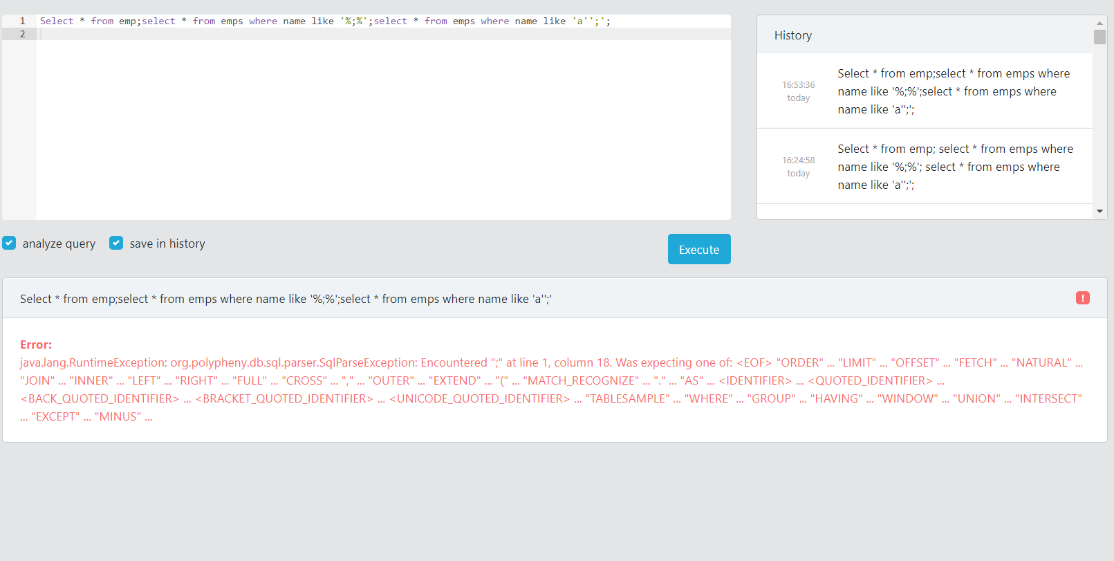 Improve query parsing SQL console in the UI · Issue #188 · polypheny/Polypheny-DB · GitHub