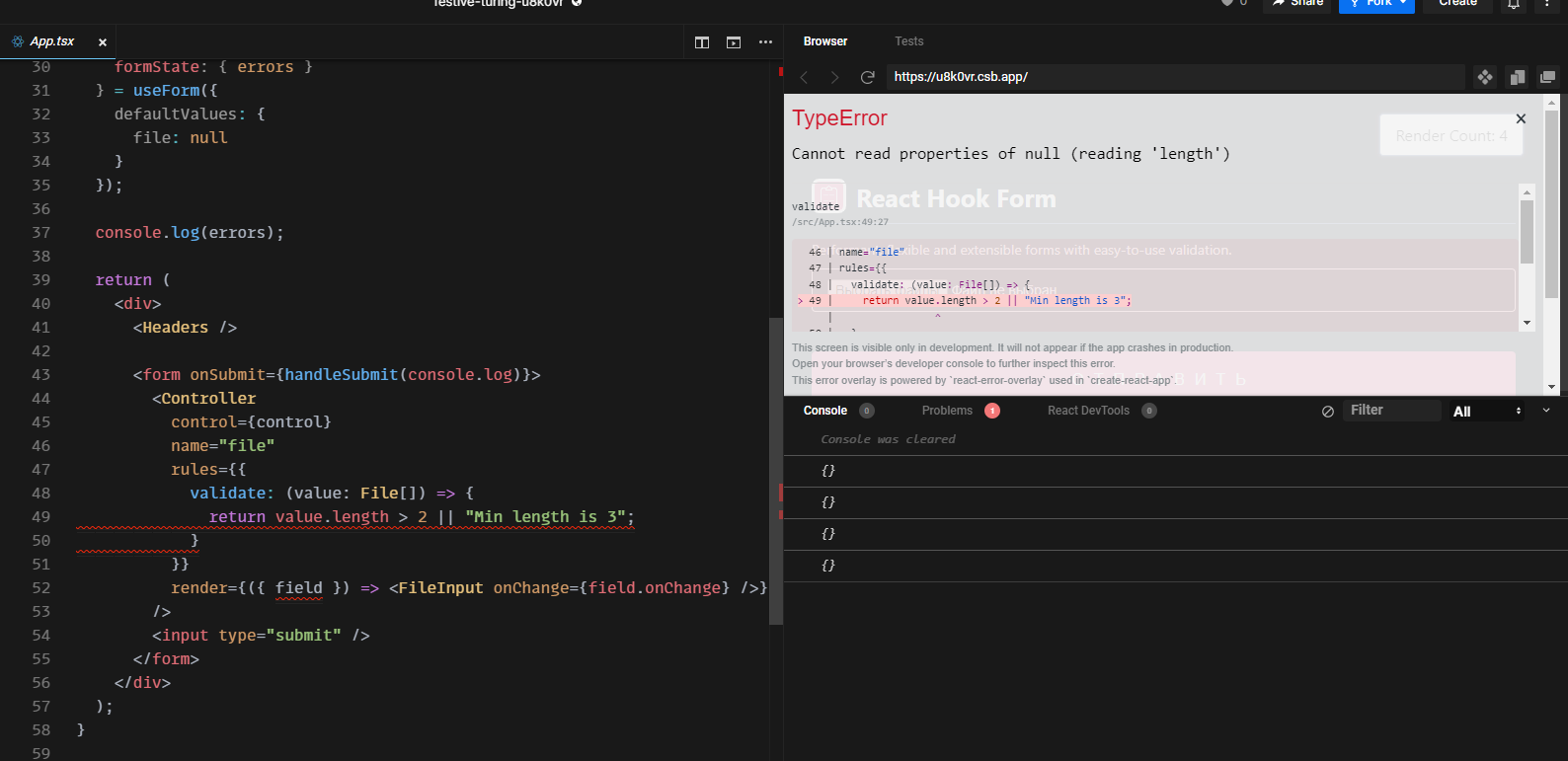 Can`t take normal errors object when submit · react-hook-form · Discussion #9499 · GitHub