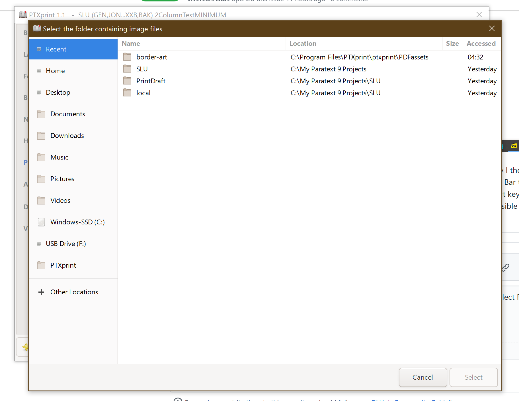 File/folder selection window extends below bottom of screen · Issue #199 · sillsdev/ptx2pdf · GitHub