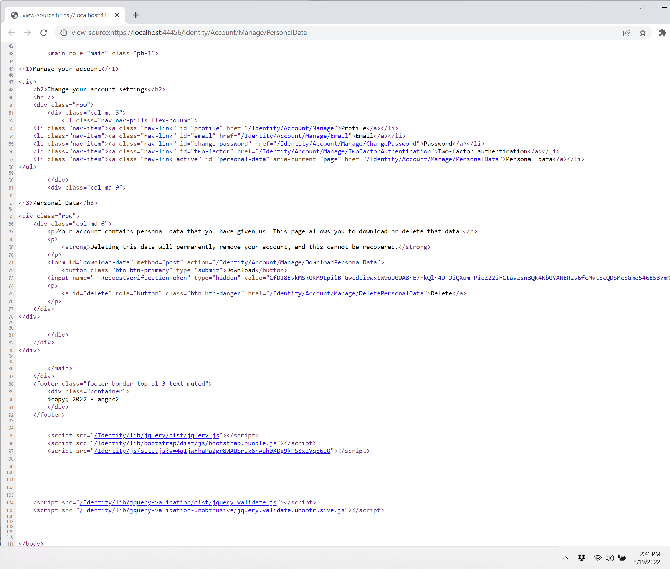 A11y_.NET Core_ASP.NETCore_BlazorWasmManageyouraccountTwoPersonalData_DevTools:Incorrect role ...