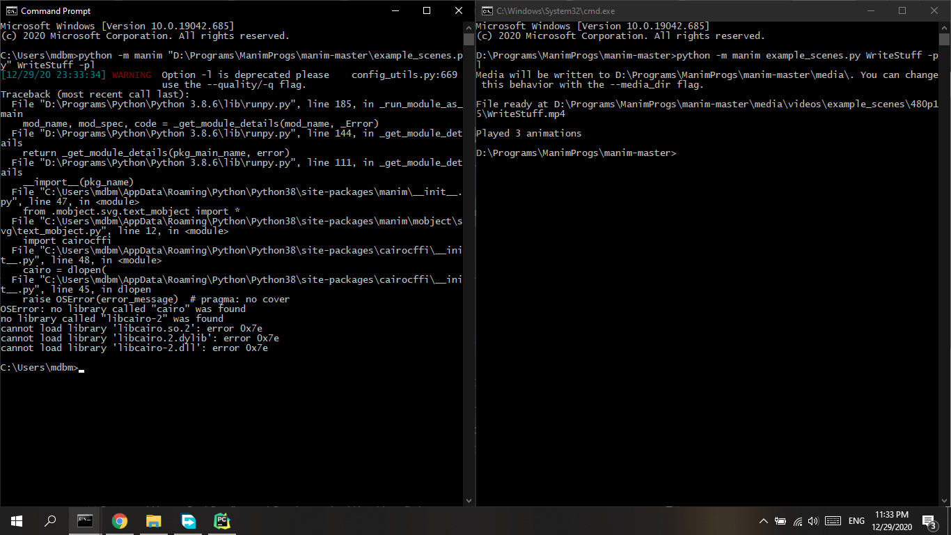 problem with running animations from out of main manim Folder ...