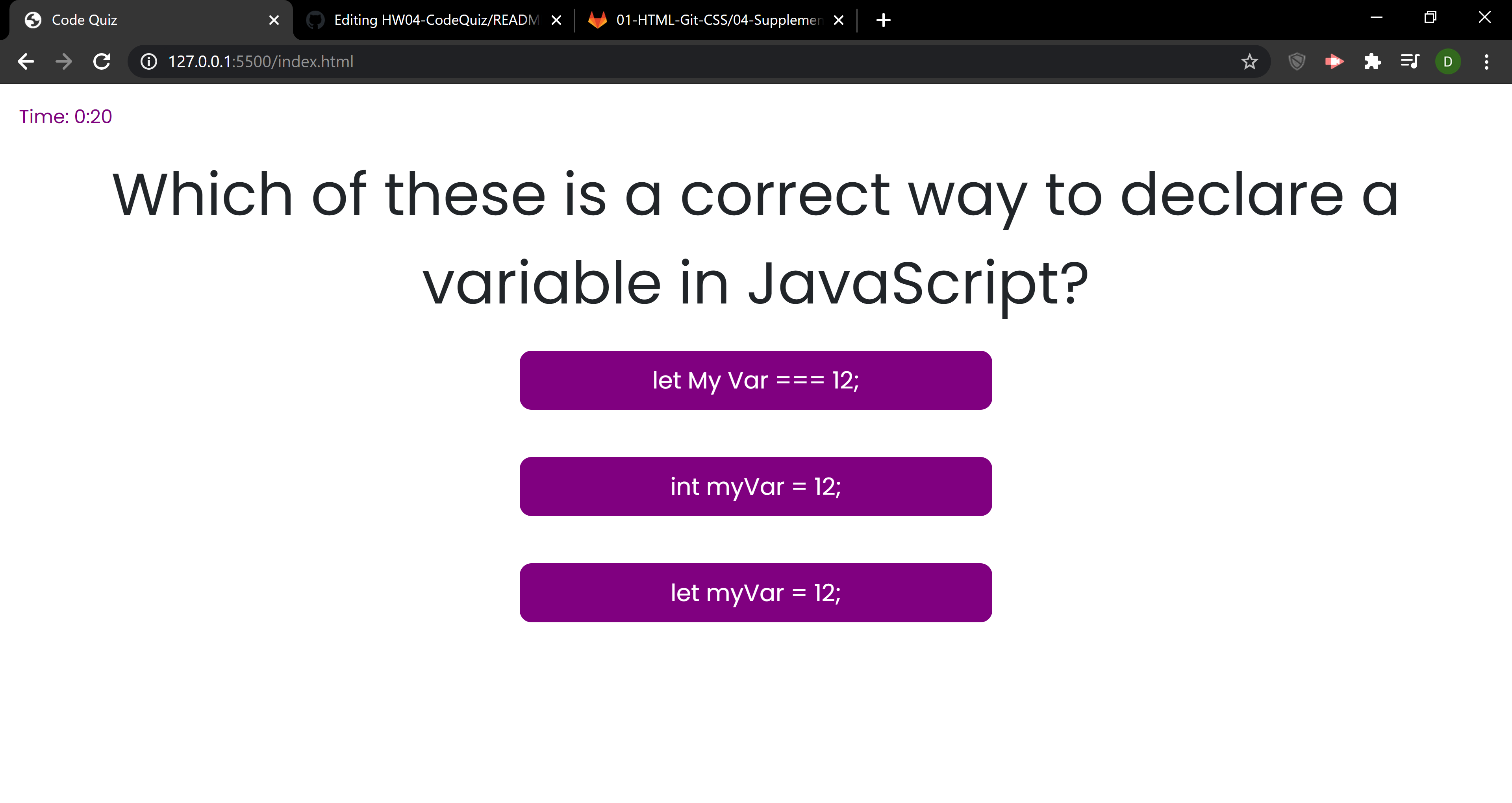 GitHub - davidlindnerjr/HW04-CodeQuiz