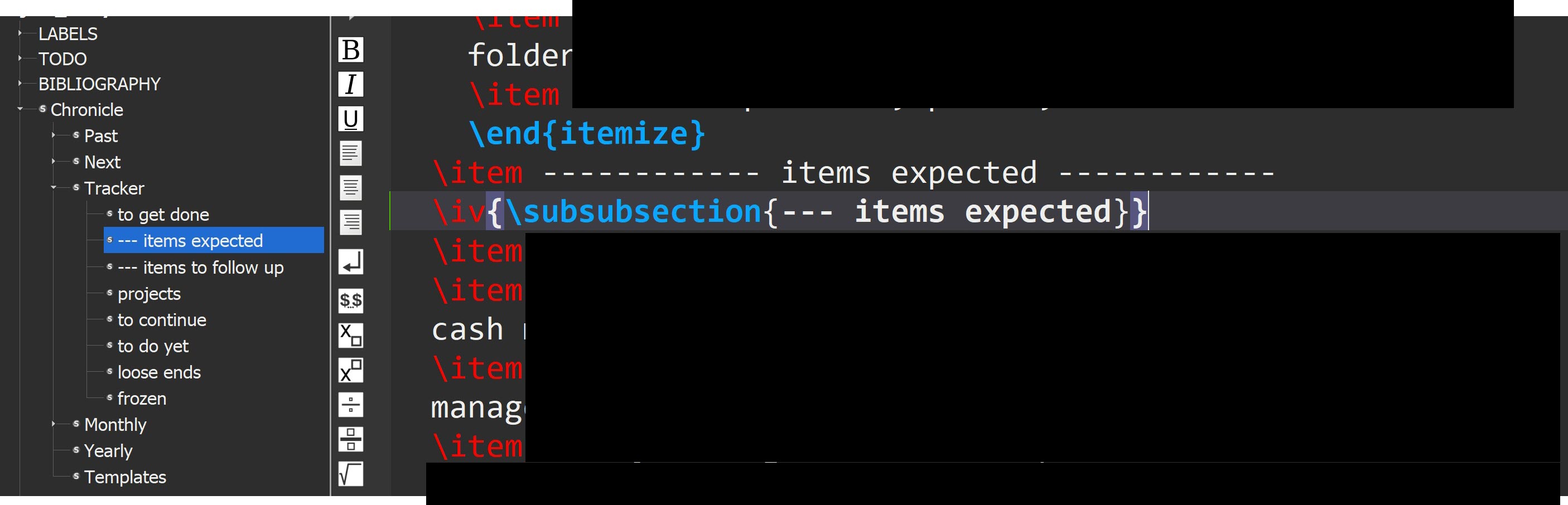 fake TOC entry in structure for quickly moving between different parts ...