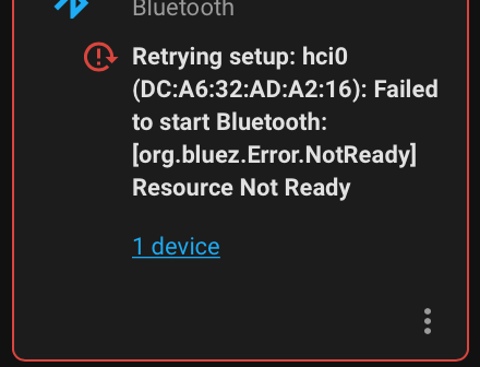 Initialisation error. Failed to start Bluetooth: [org.bluez.Error.NotReady] Resource Not Ready ...