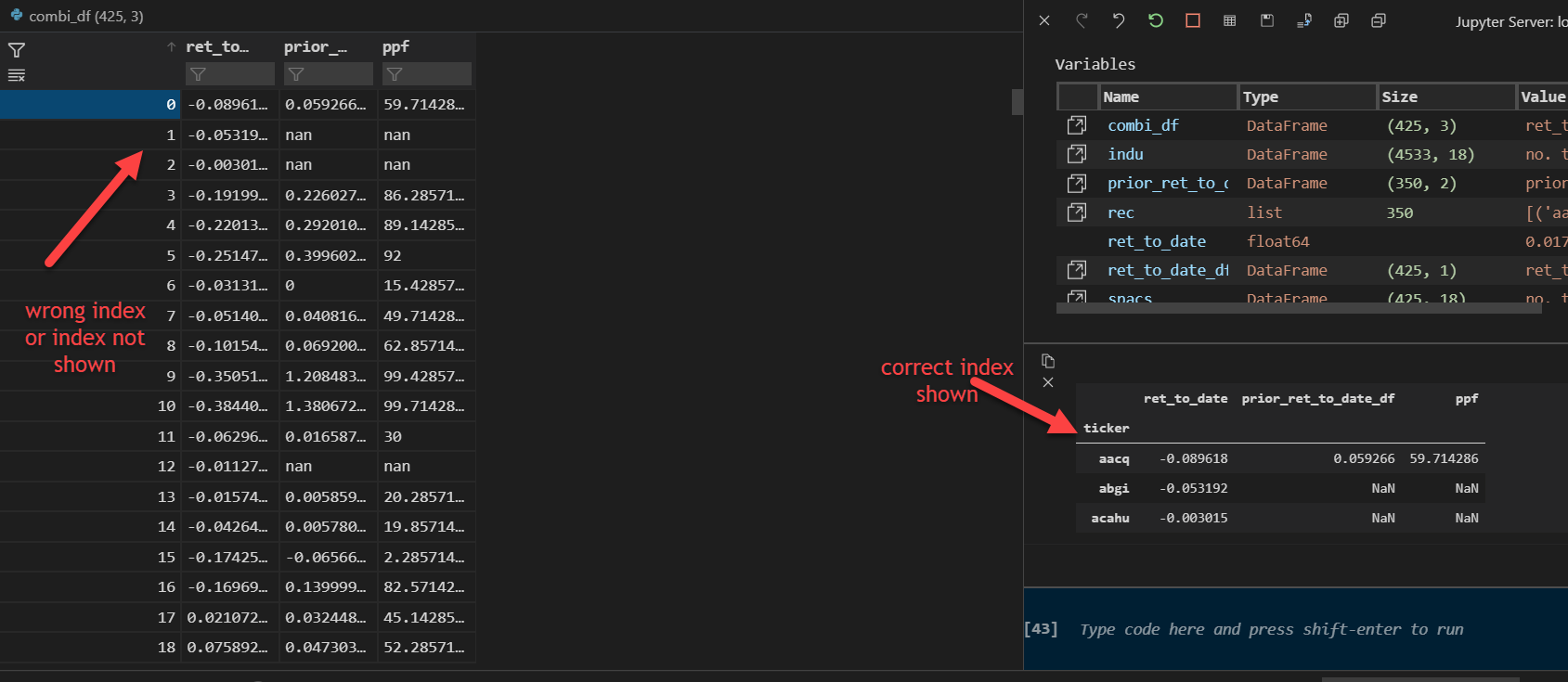 data viewer python interactive index not showing correctly · Issue ...