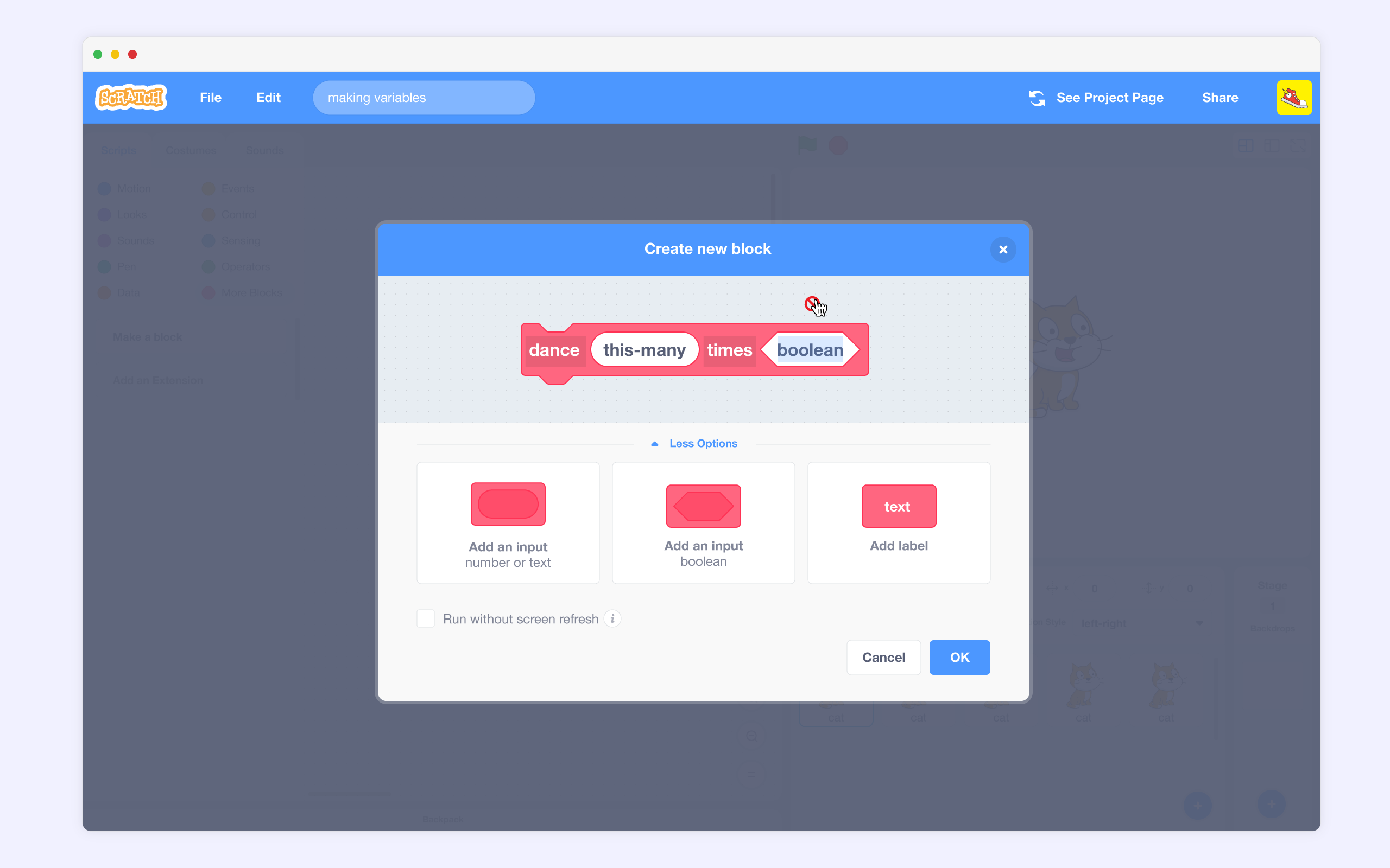 Custom procedures modal · Issue #831 · scratchfoundation/scratch-gui · GitHub
