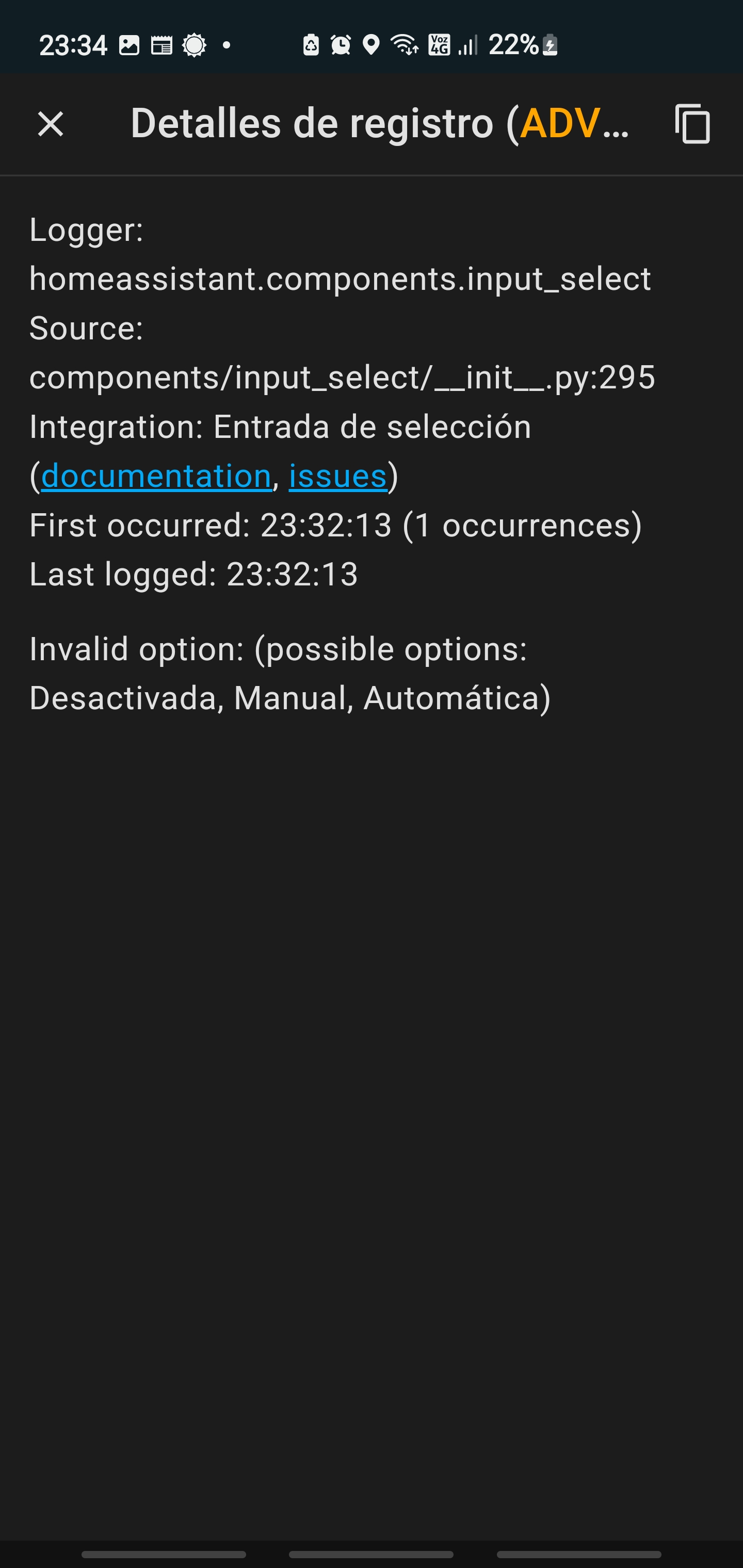 Sporadic warnings in log referencing invalid input_selection options. · Issue #11991 · home ...