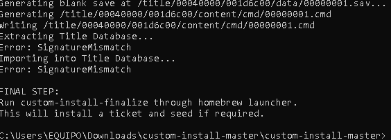 Signature Mismatch Error · Issue #19 · ihaveamac/custom-install · GitHub