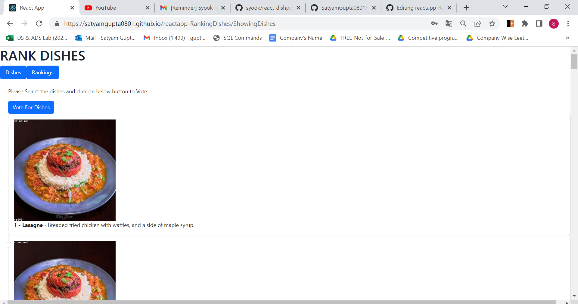 GitHub - SatyamGupta0801/reactapp-RankingDishes: Repository Contains React App For Ranking Dishes