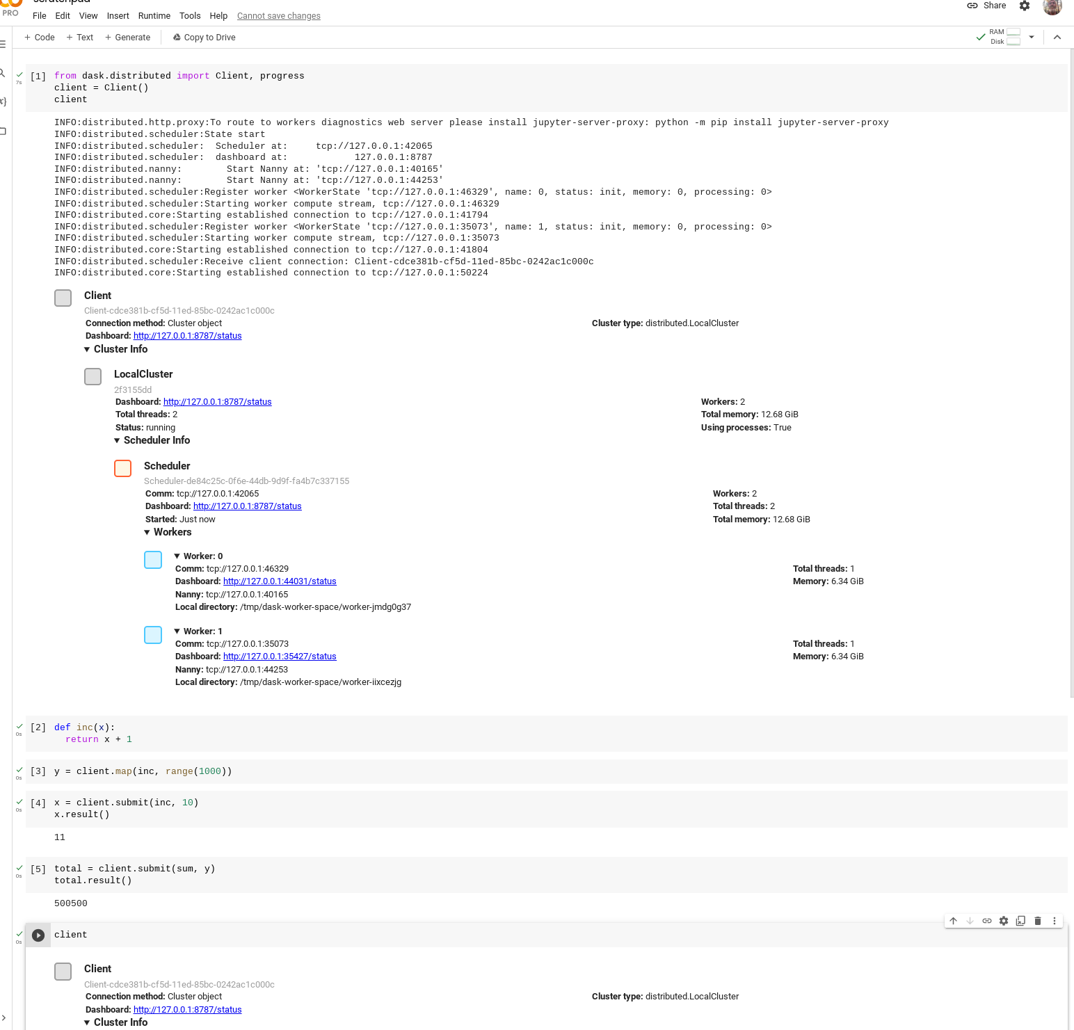 Dask client not running on Colab · Issue #569 · googlecolab/colabtools · GitHub