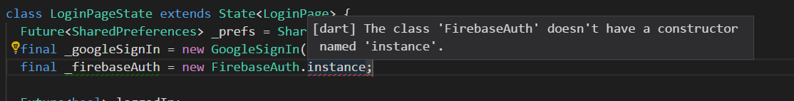 The Class Firebaseauth Doesnt Have A Constructor Named Instance After Creating
