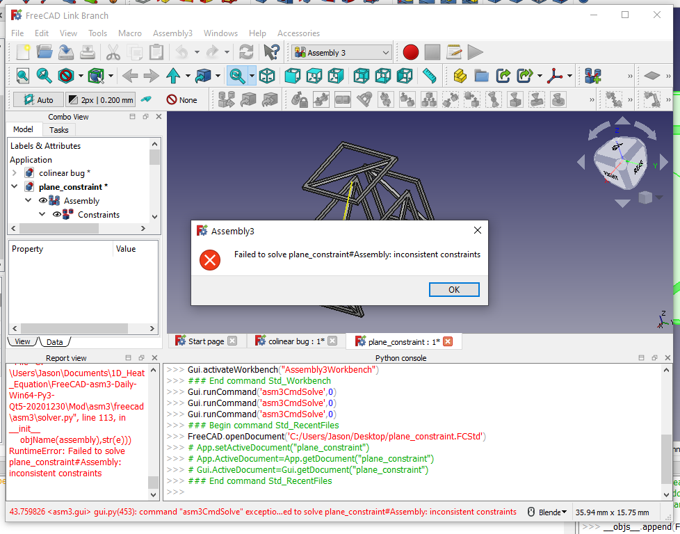 Bug: Solver fails trival case with multiple PlaneAlignment constraints when assembling a "cube ...