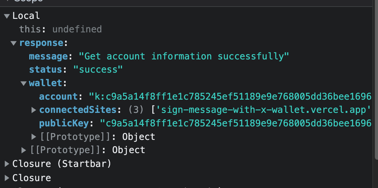 `kda_requestAccount` returns account info w/o balance in it. · Issue ...