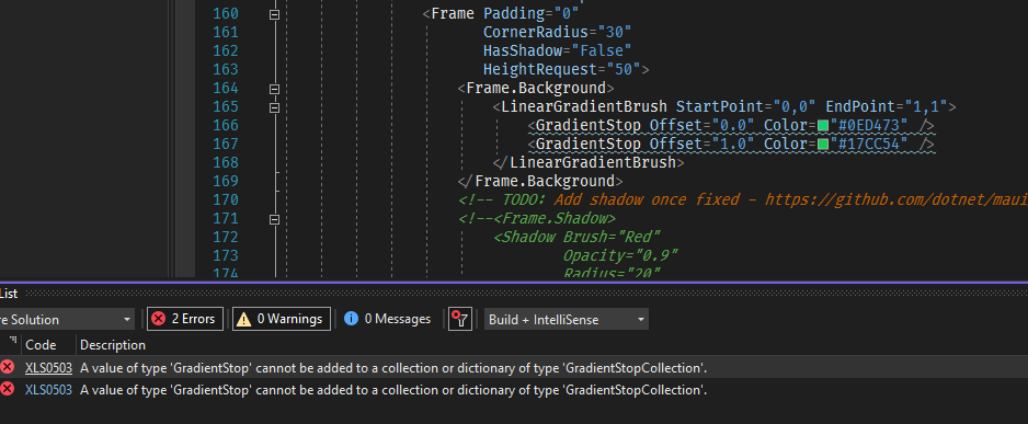 Linear gradient brushes throws an exception in XAML Editor. · Issue ...