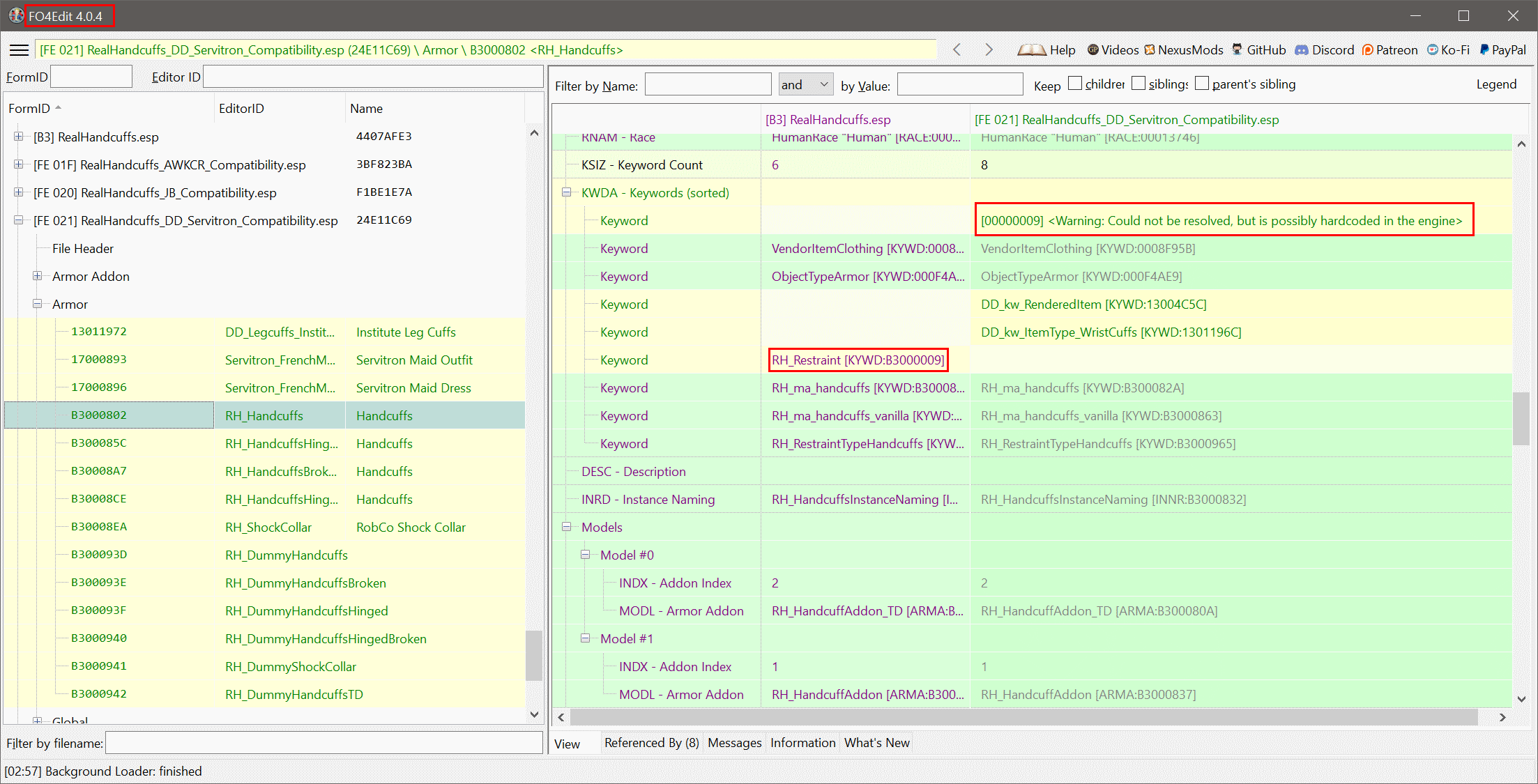 REGRESSION in FO4Edit 4.0.4: Keyword from base mod not resolved ...