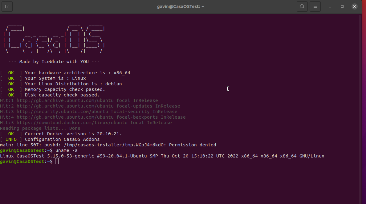 [Bug] CasaOS not installing correclty · Issue #709 · IceWhaleTech/CasaOS · GitHub