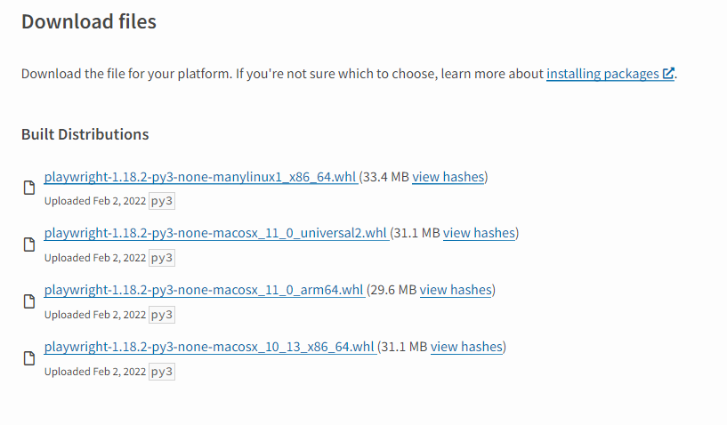 [BUG] There are no windows wheels for `1.18.2` · Issue #1144 · microsoft/playwright-python · GitHub