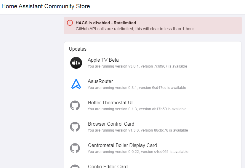 HACS showing updates available over already updated elements. It ...