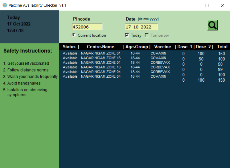GitHub - Insane-creature/GUI-Vaccine-availability-checker: This app is used to find available ...
