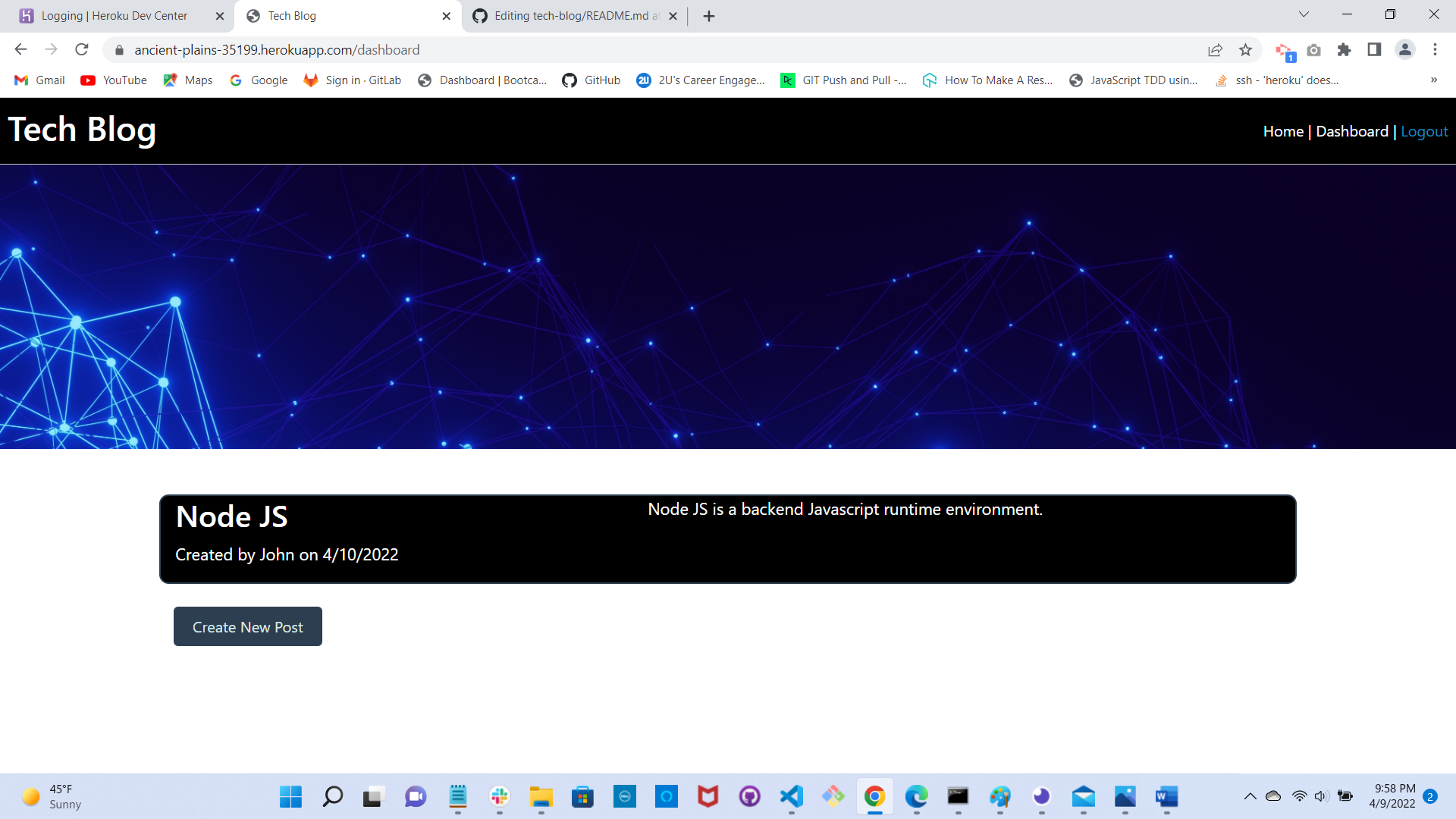 GitHub - pdhende/tech-blog: Tech blog is a full stack web application featuring informative ...